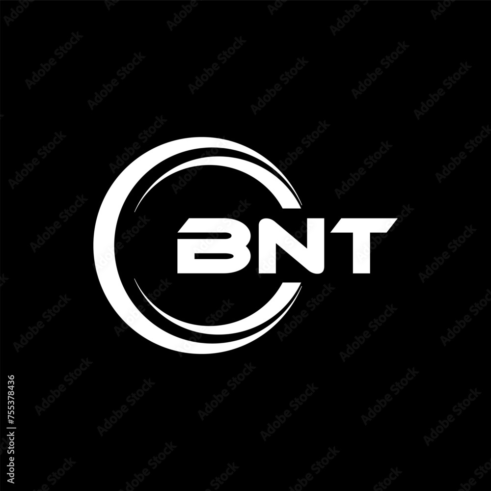 BNT letter logo design with black background in illustrator, cube logo ...
