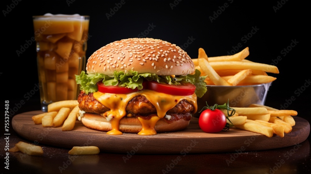 Immerse yourself in the culinary bliss of a cheese zinger burger ...