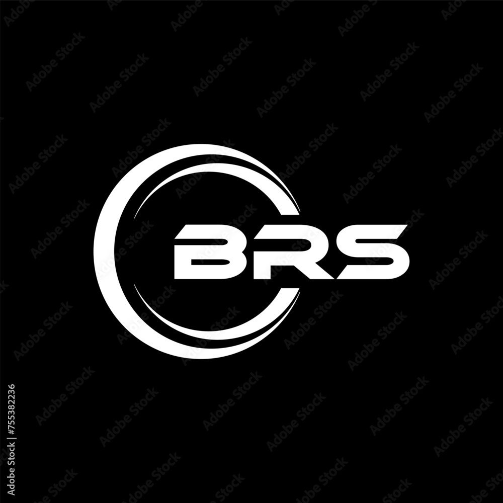 BRS letter logo design with black background in illustrator, cube logo ...