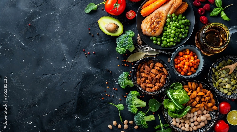 Generative AI : Health vegan and vegetarian food concept. Foods high in ...