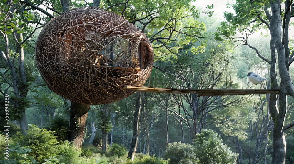 Bird's Nest in the Treetops. cute treehouse built high in the branches ...
