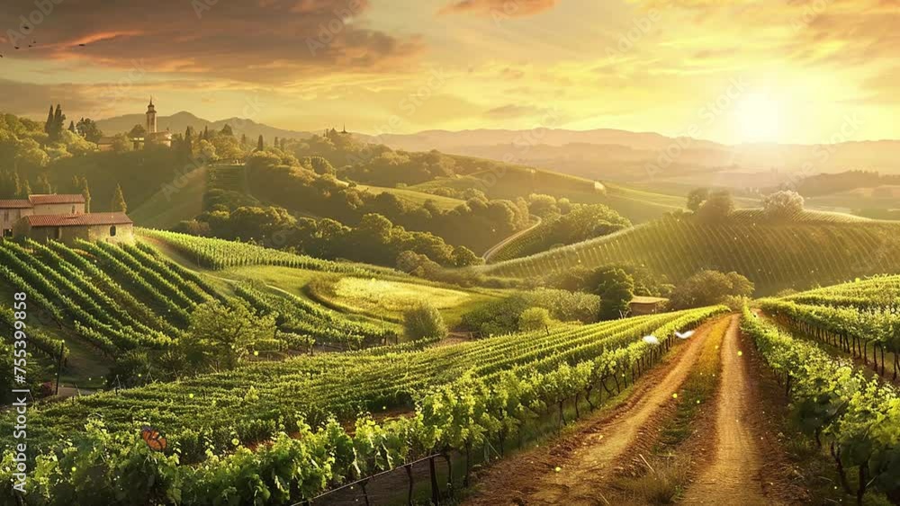 enchanting vineyards a gorgeous background Illustration. seamless ...