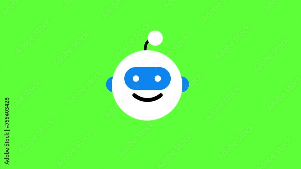 4K motion graphics animation of AI chatbot icon on chroma key green ...