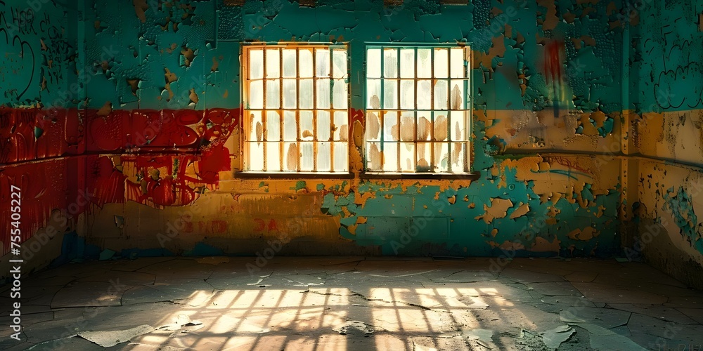 A detailed image of graffiti or artwork created by inmates on cell ...