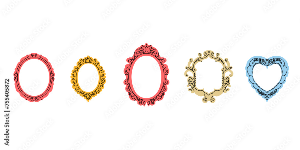 Vintage frame set. Picture border. Various decorative isolated elements ...