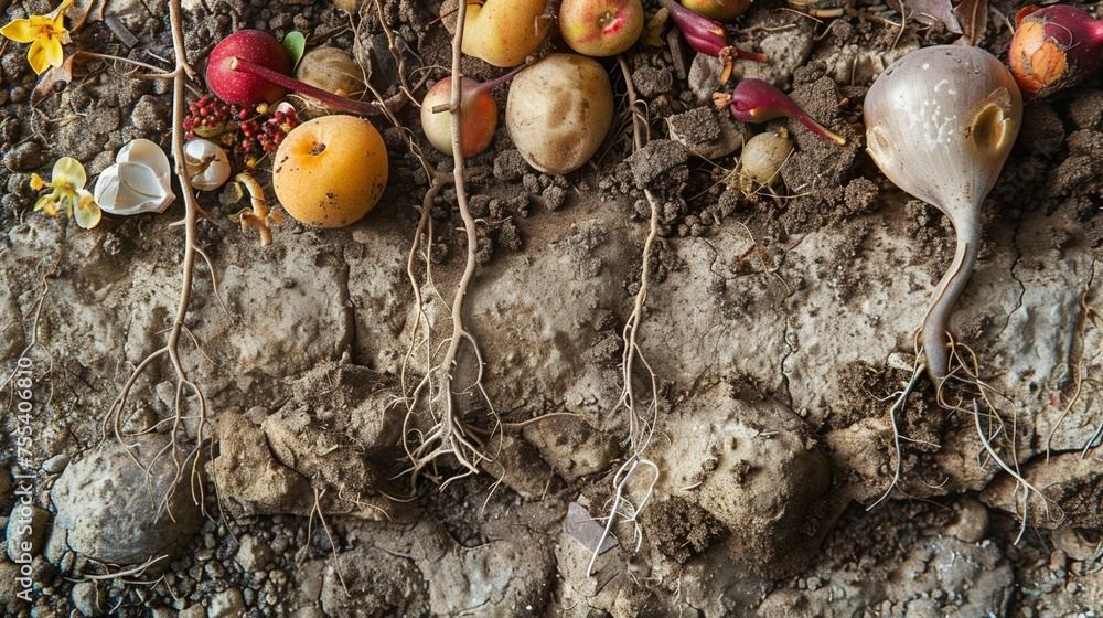Soil samples and root systems of fruit plants Stock Photo | Adobe Stock