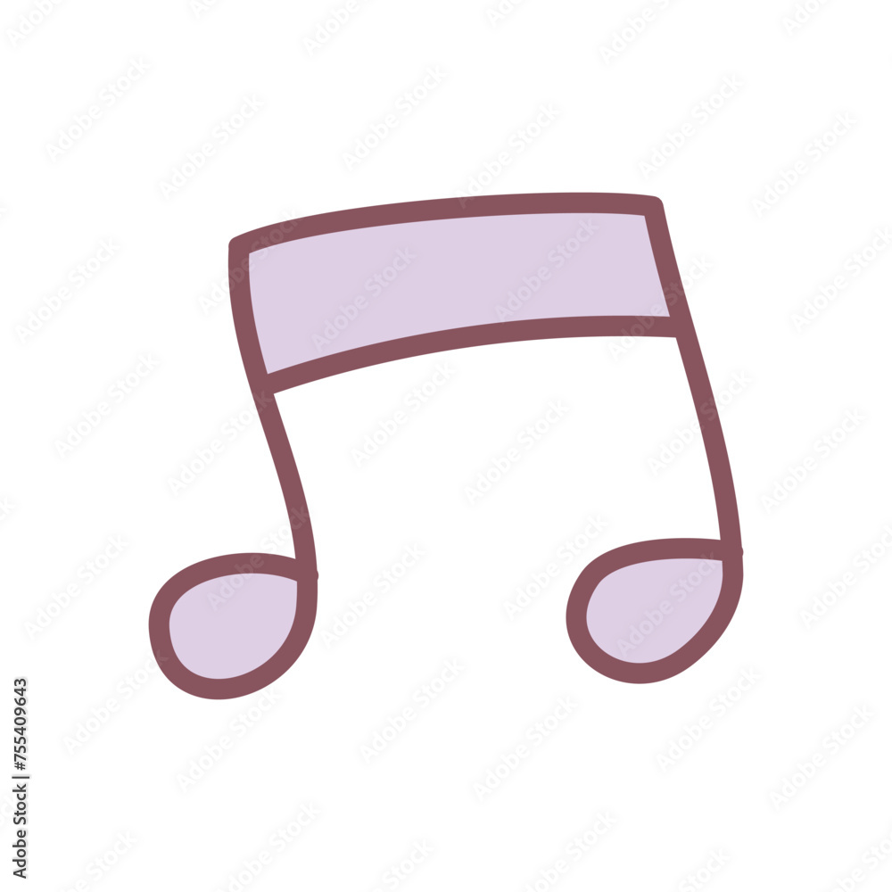 Cute musical note icon. Hand drawn illustration of a musical symbol ...