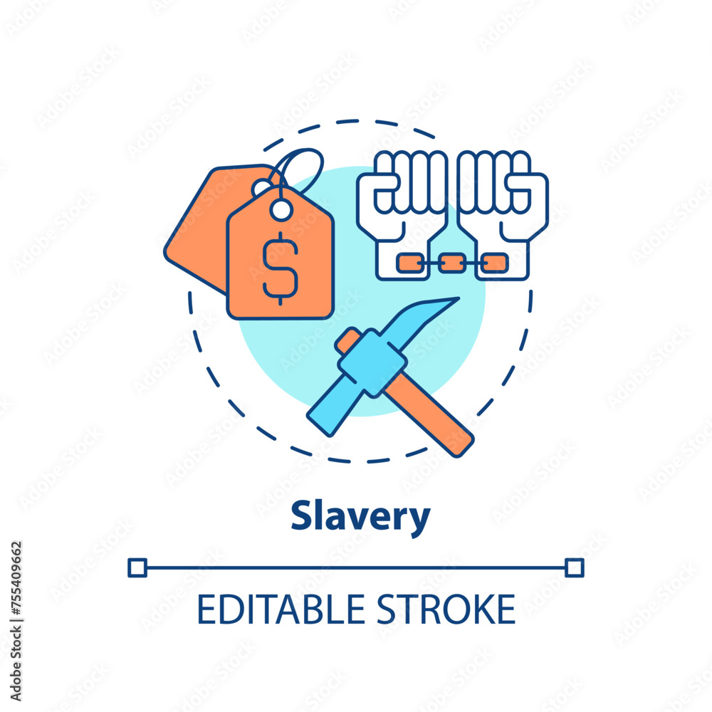 Slavery multi color concept icon. Social stratification. Human rights ...