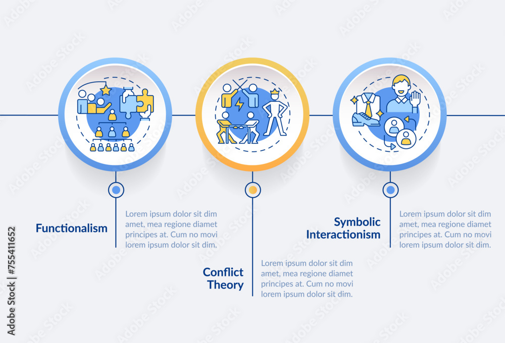 Theories of social stratification blue circle infographic template ...