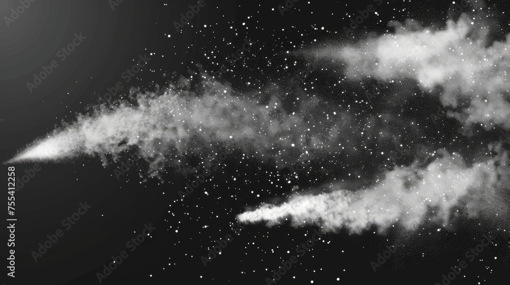 A white dust spray isolated on a transparent background. Realistic ...