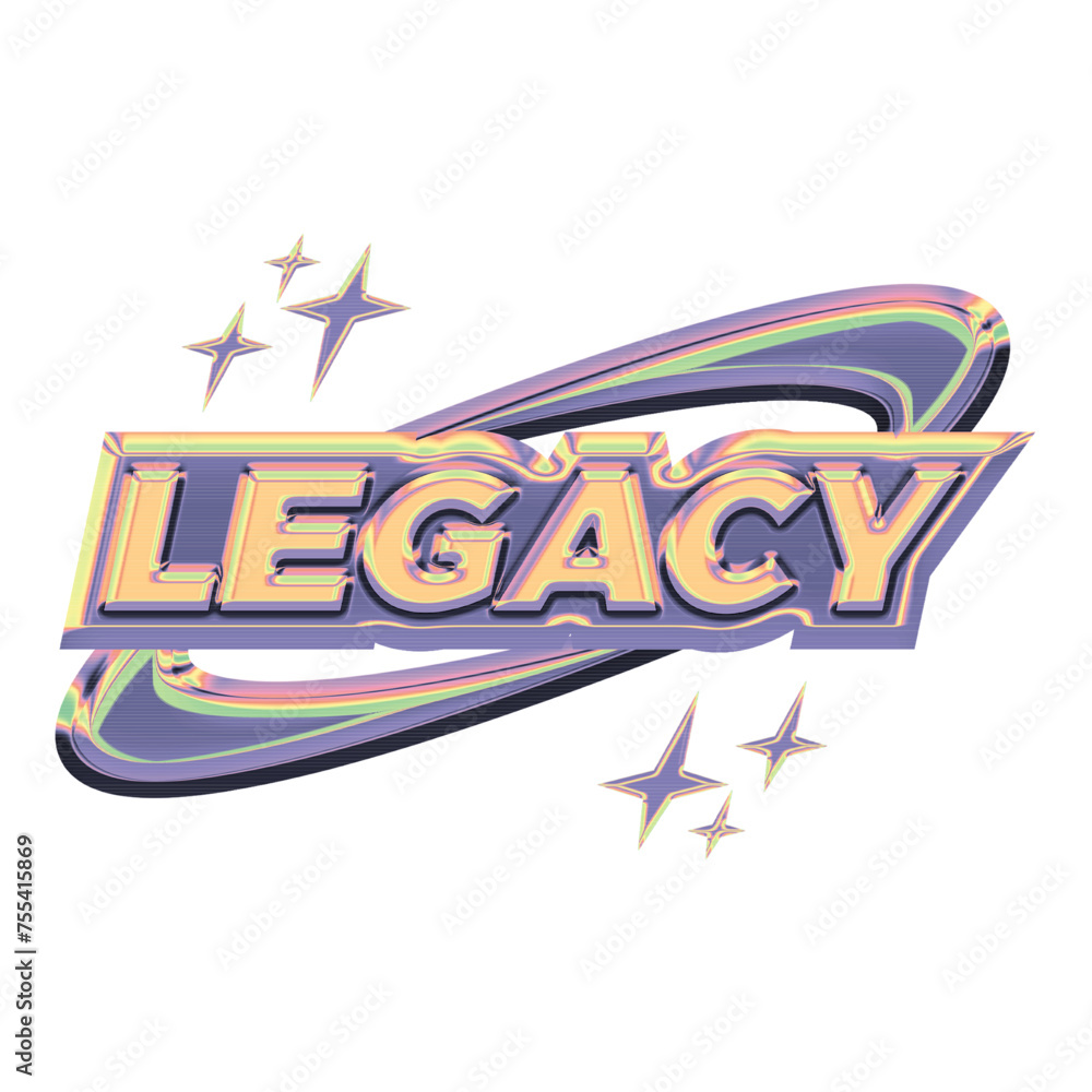 Y2K chrome text effect elements for design poster, streetwear in Y2K ...