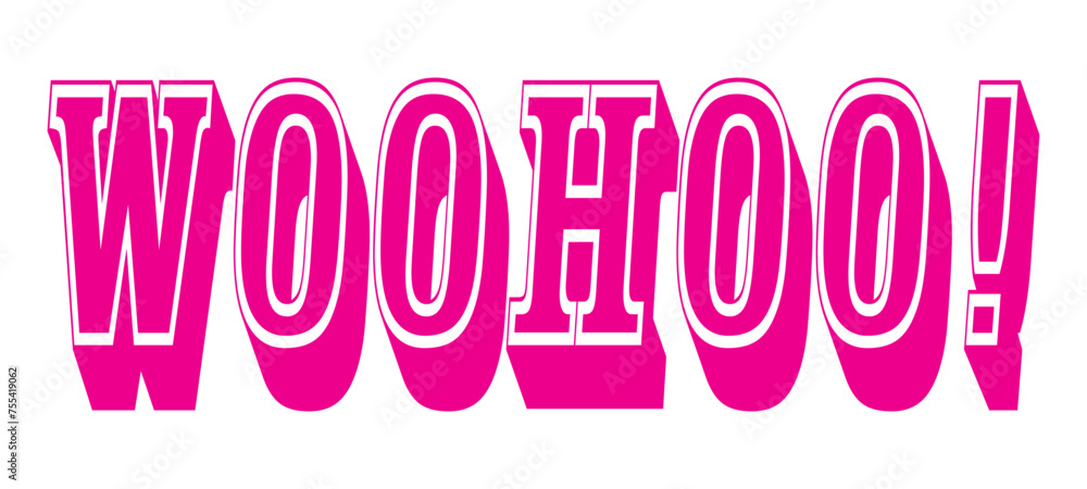 Woohoo Comic lettering. Vector bright cartoon illustration. Comic text ...