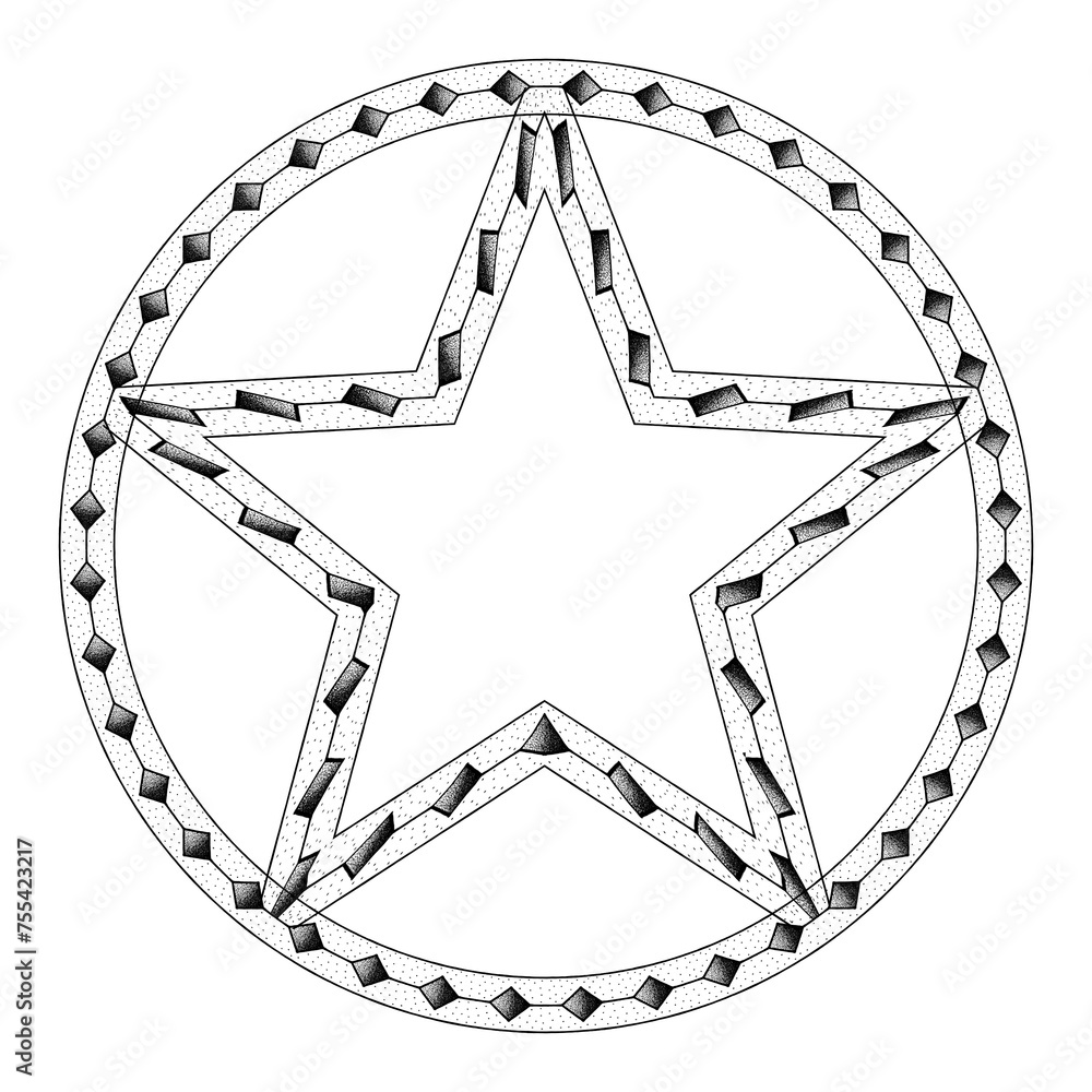 5 point star in a circle on a transparent background. Both star and ...