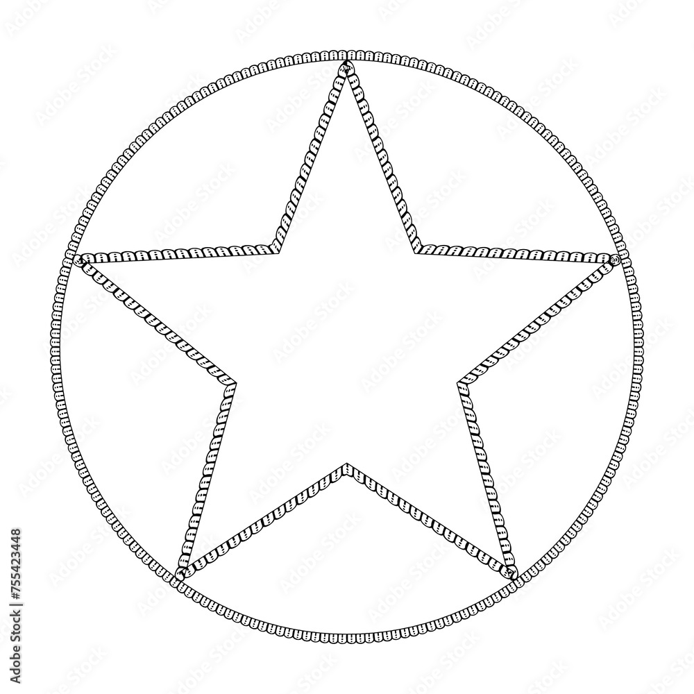 5 point star in a circle on a transparent background. Both star and ...