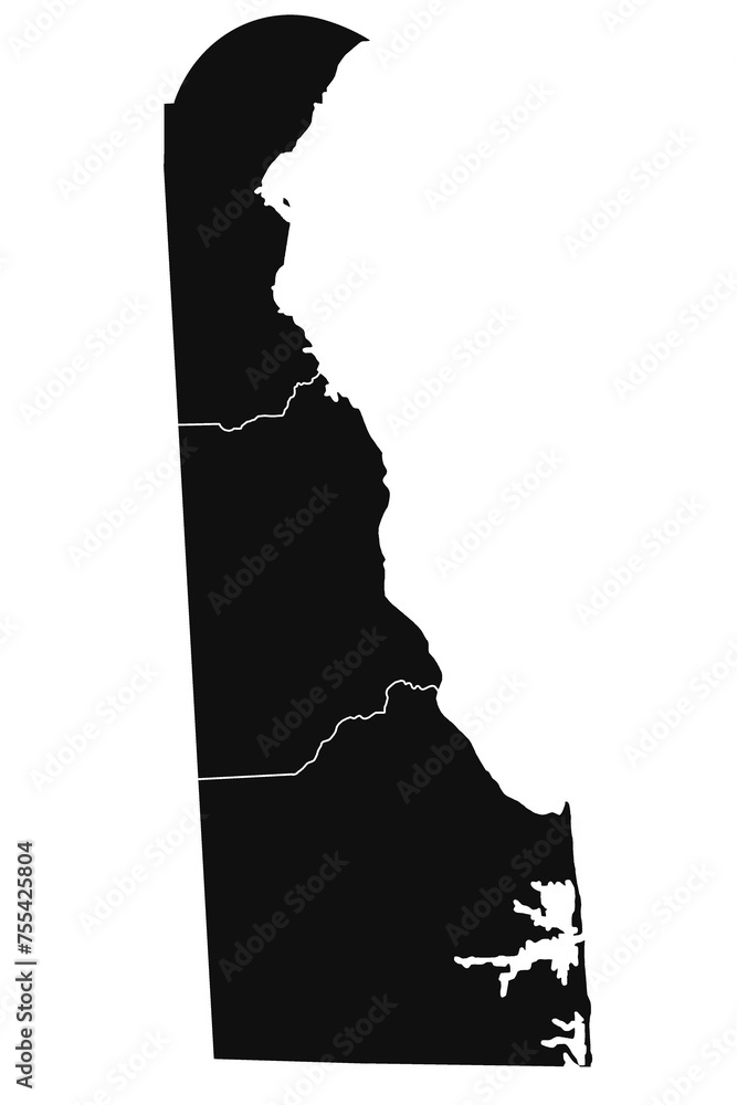High detailed illustration map - outline Delaware State Map with ...