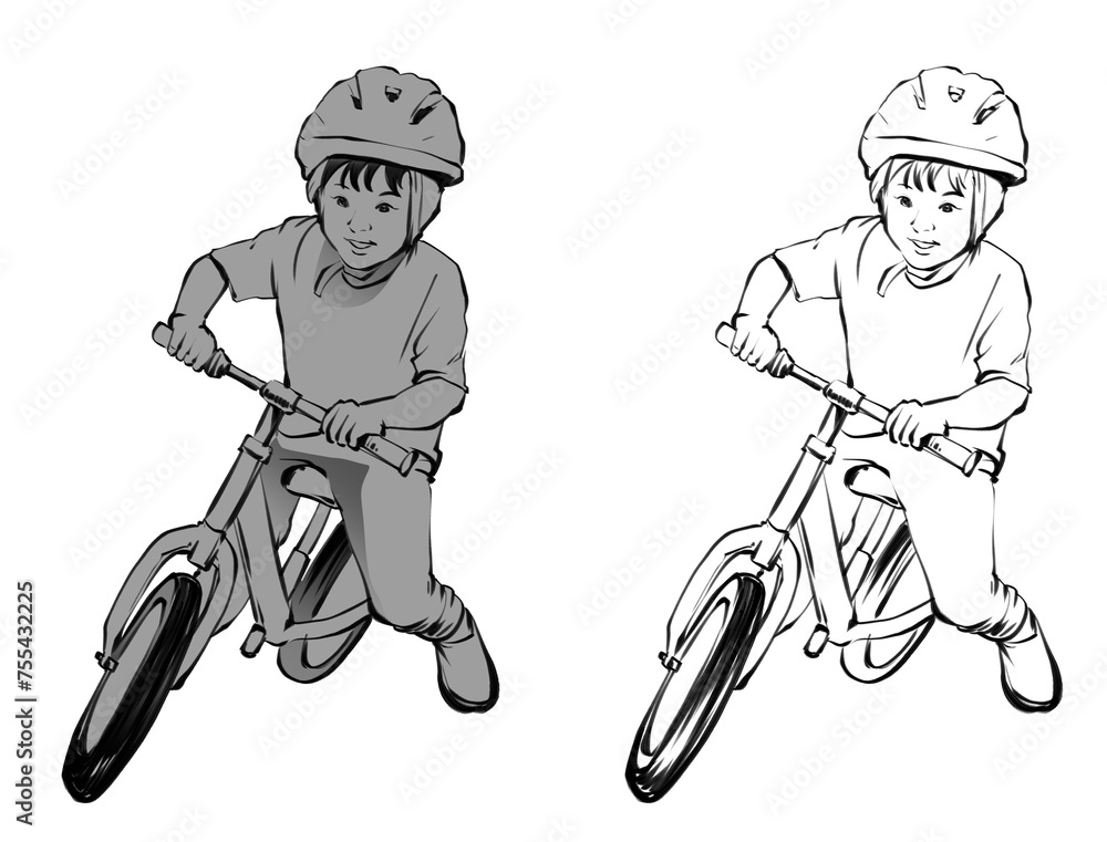 Speeding Sprout: Line art manga brings to life a young rider on a ...