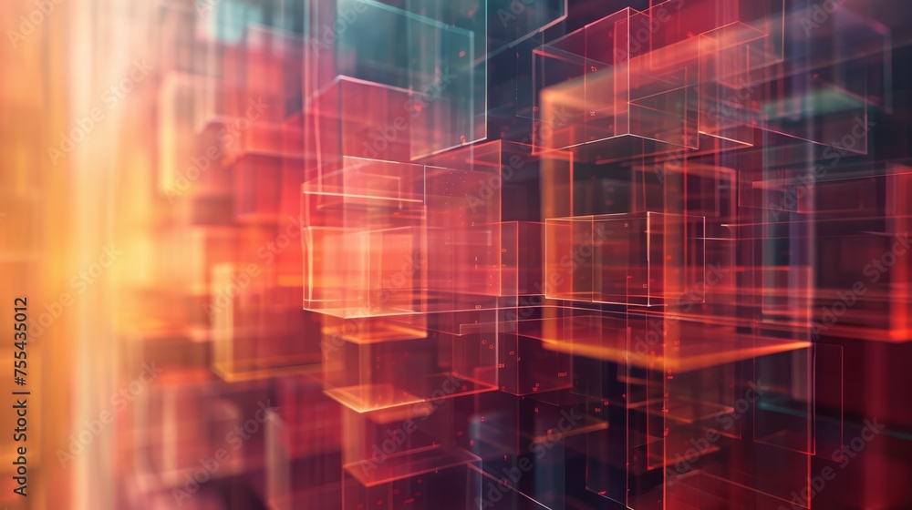 A mesmerizing animation of glowing cubes in various sizes and colors ...