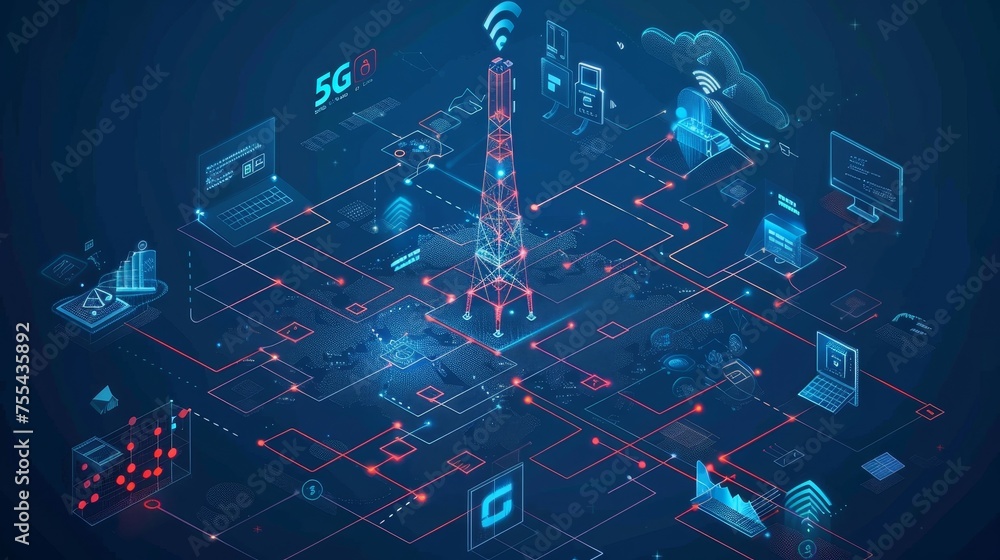 A detailed infographic explaining the architecture of 5G network ...