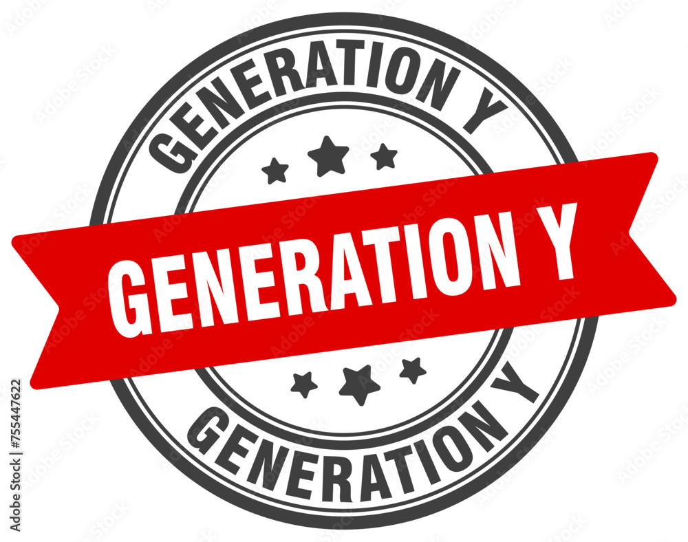 generation y stamp. generation y label on transparent background. round ...