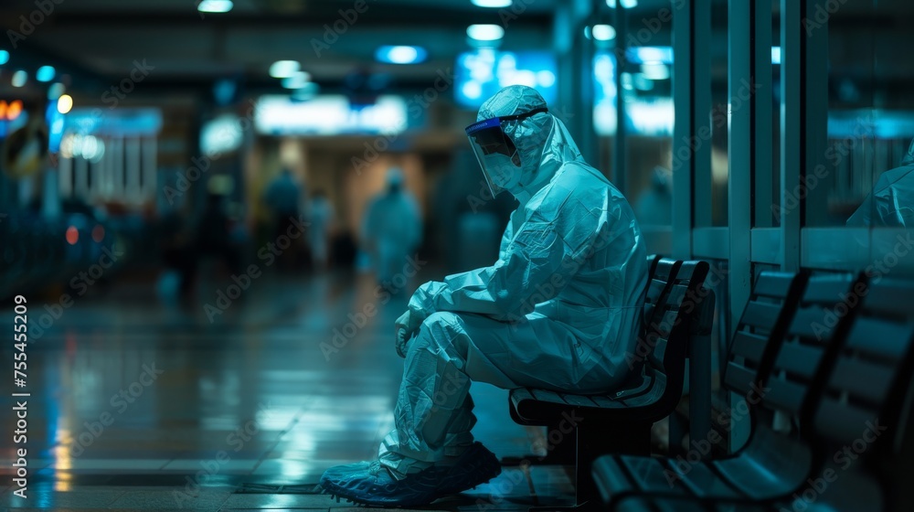 A heart-wrenching scene of a healthcare worker exhausted and ...