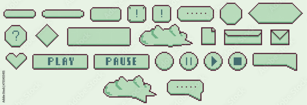 Pixel Art Speech Boxes, Dialogue Boxes Assets for retro Games, speech ...