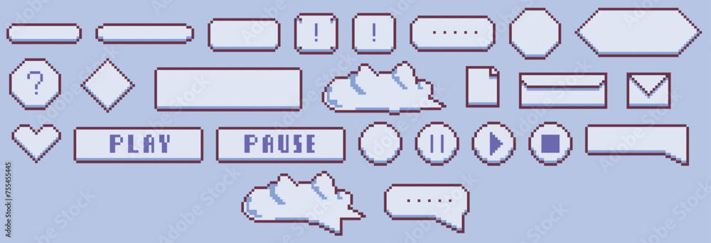 Pixel Art Speech Boxes, Dialogue Boxes Assets for retro Games, speech ...