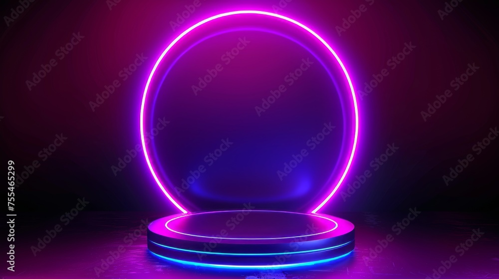 Luminescent neon glow portal for game UI design. Realistic modern ...