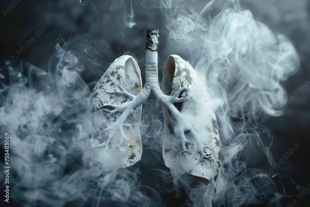 Abstract Illustration of a Consequences of Smoking. A metaphor of a ...
