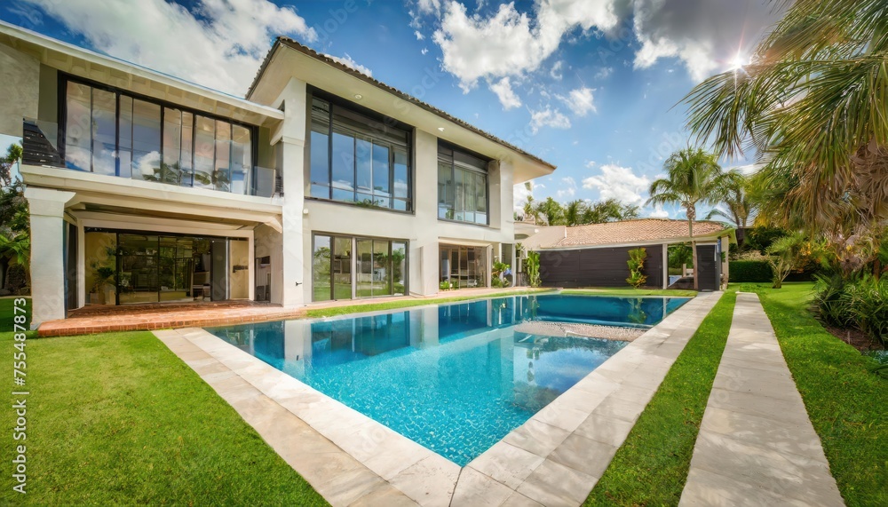 Large residential modern house with swimming pool somewhere in Florida ...