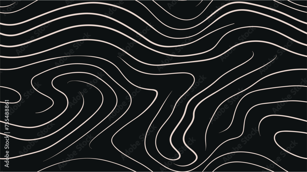 Abstract wave lines. Line art minimalist print. Topographic map texture ...