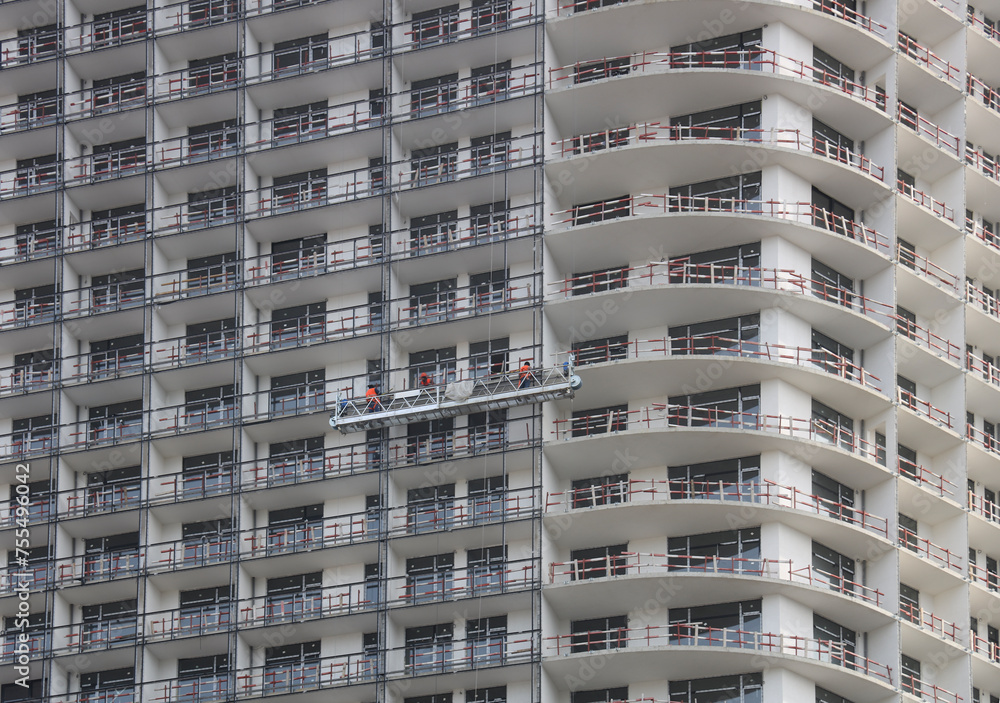 Finishing work. Background from unfinished buildings. Industry ...