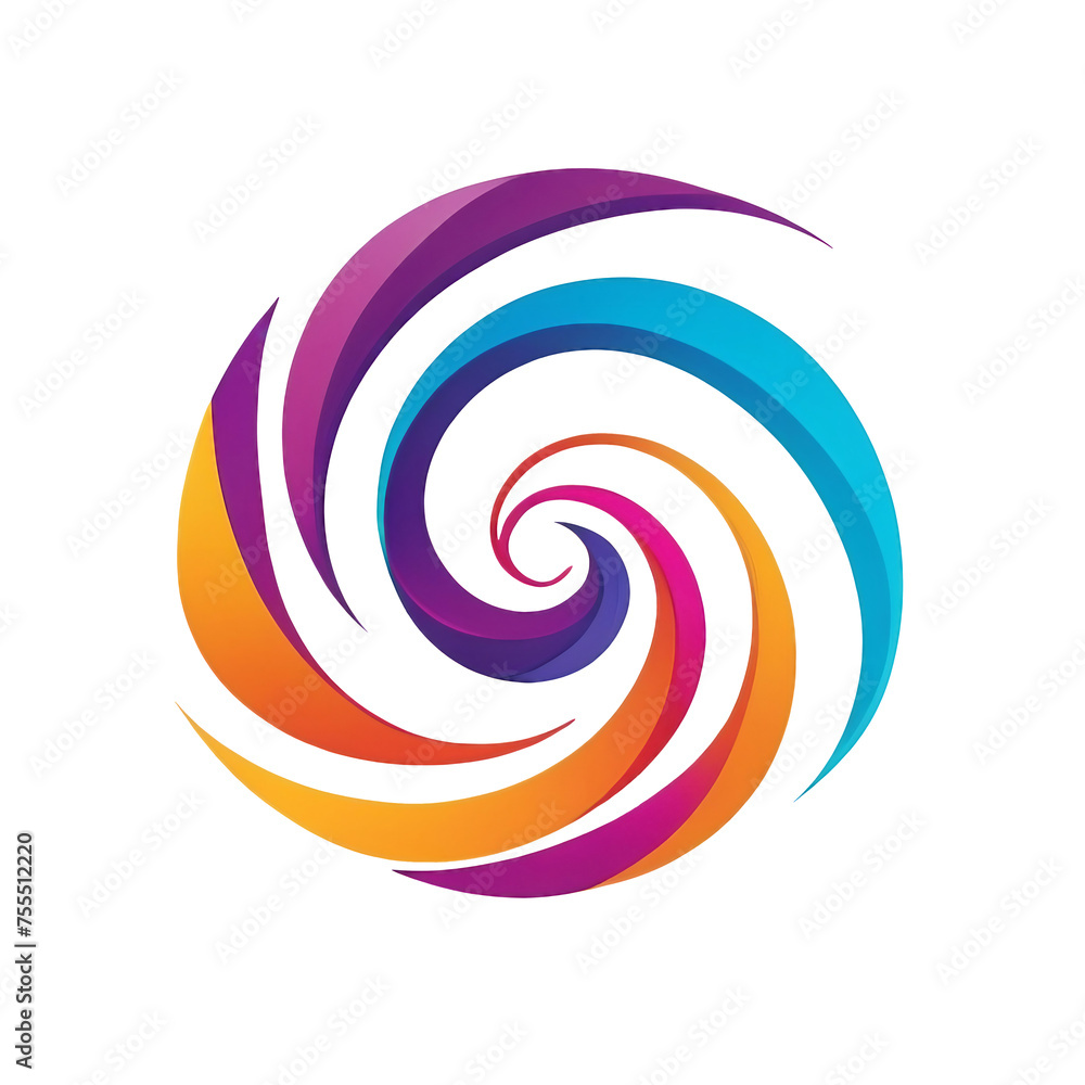 a colorful swirl logo on a transparent background, values as flat ...