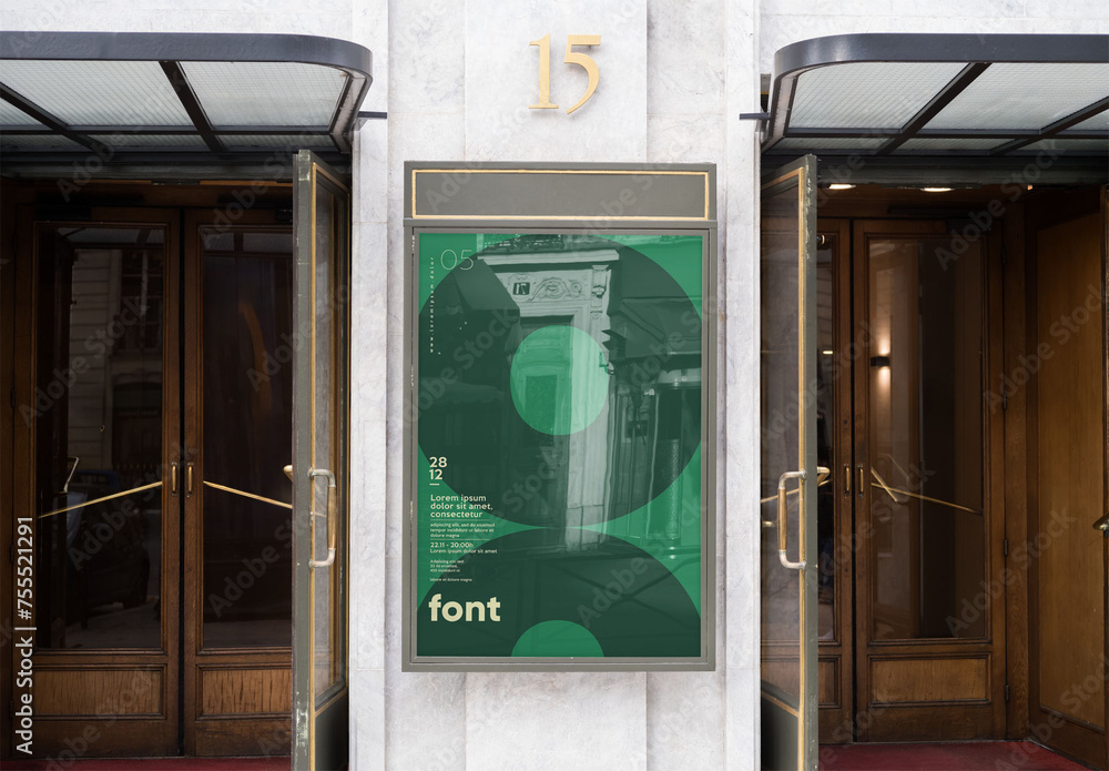 Mockup of customizable vertical sign by entrance Stock Template | Adobe ...