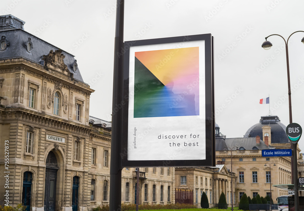 Mockup of customizable vertical sign on lamp post Stock Template ...