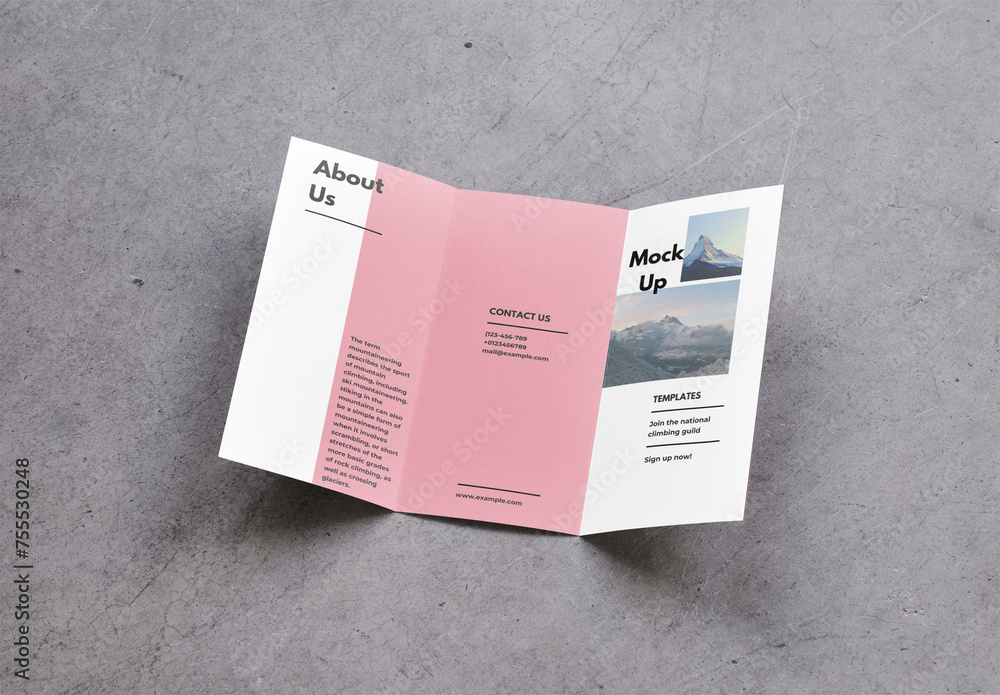 Mockup of customizable A4 tri-fold open leaflet Stock Template | Adobe ...