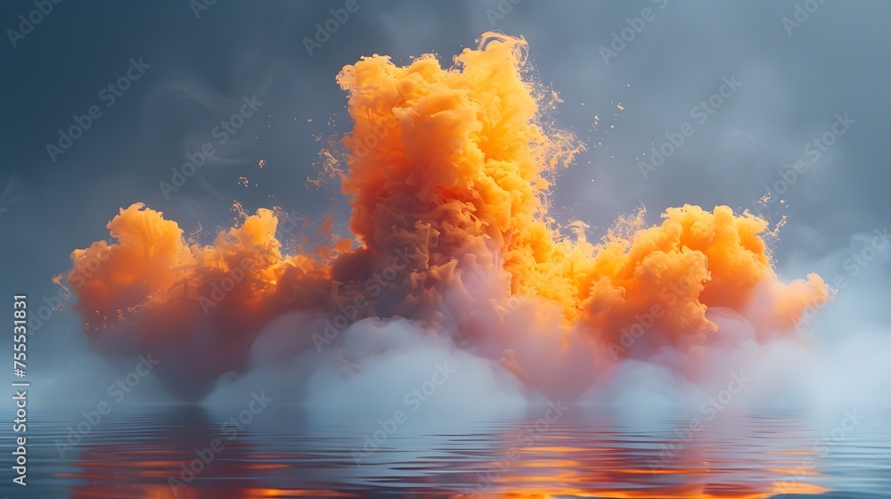 Splash explosion of orange and pink cloud, beautiful motion of colors ...