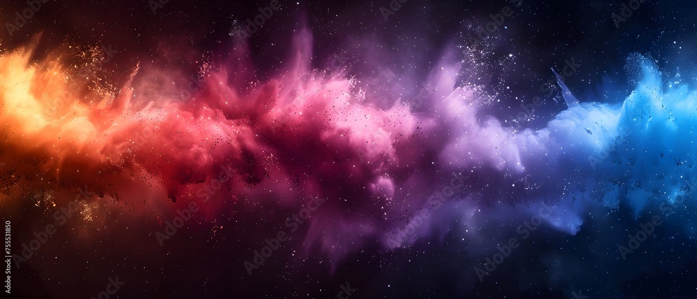 Splash explosion of multicolr fog, beautiful motion of colors cloud ...