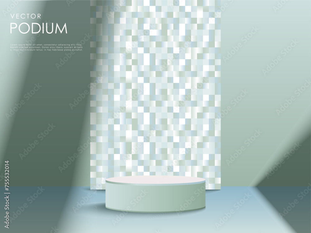 Light green minimalistic podium layout. Studio showroom pedestal ...