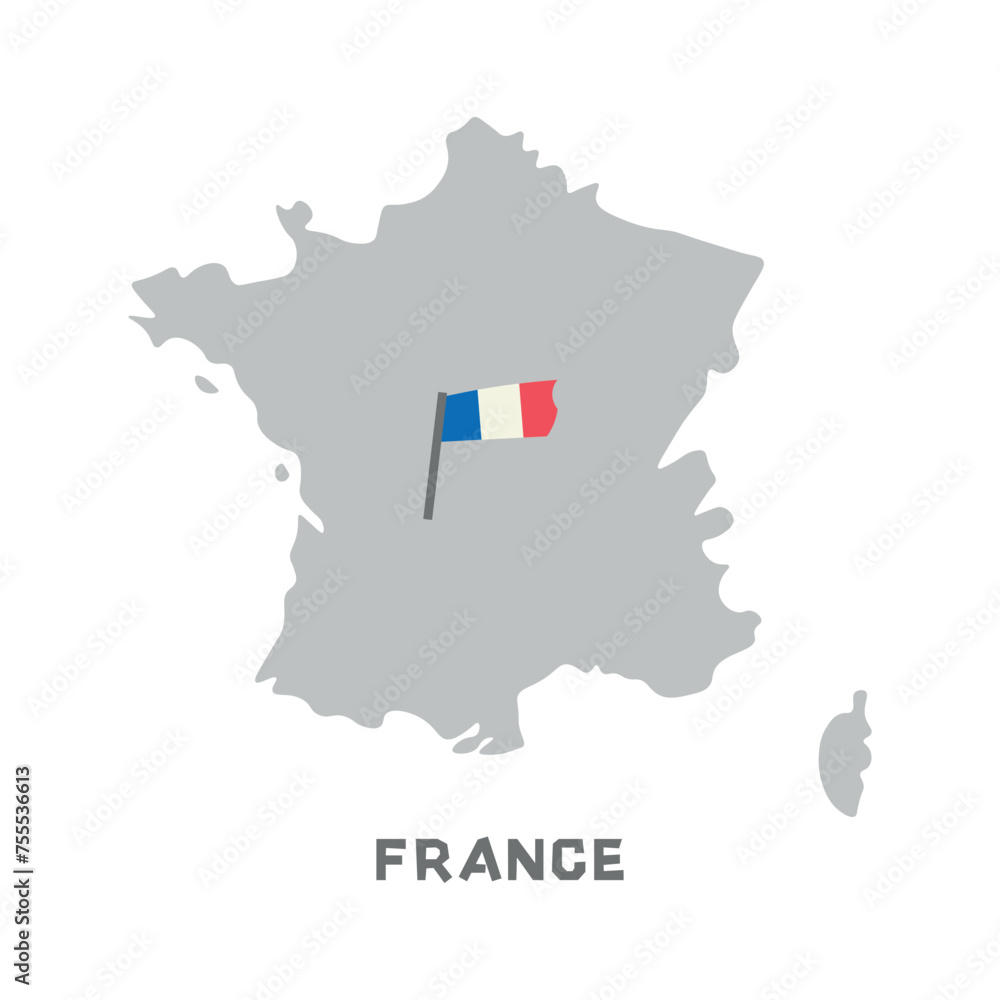 France vector map with the flag inside. Map of the France with the ...