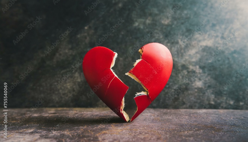 Healing Wounds: Symbolism of a Broken Red Heart on a Dark Retro Canvas ...