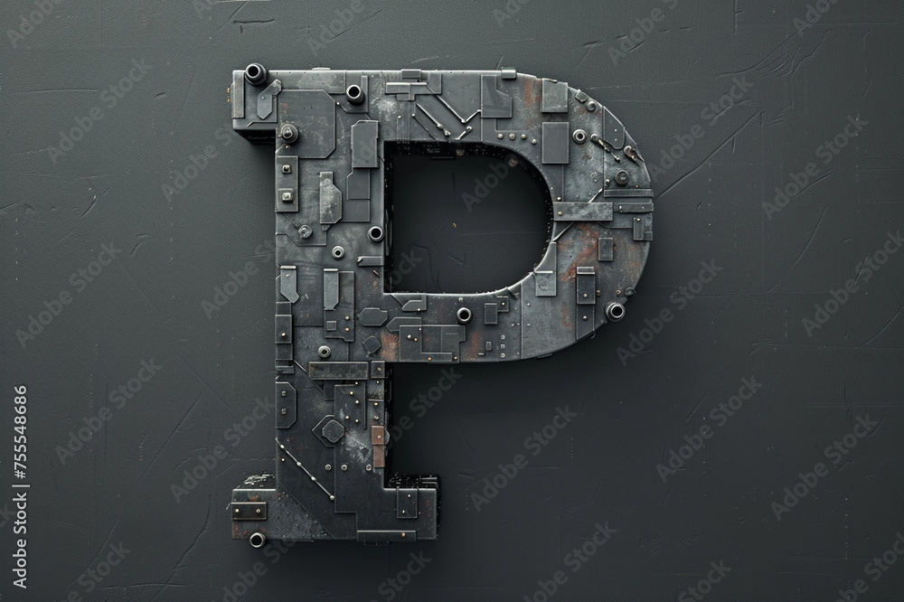 Ilustracja Stock: Futuristic circuit board typography, alphabet letter ...