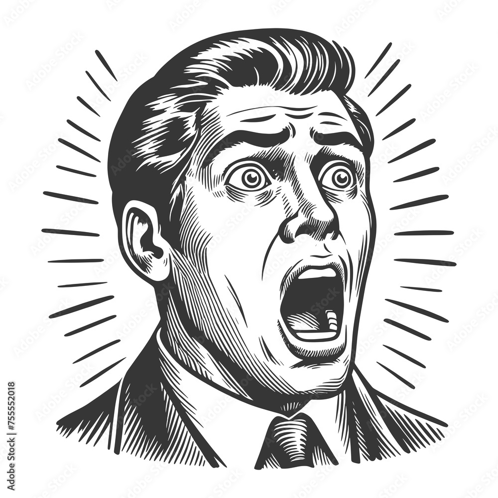 shocked man businessman with a surprised expression, styled in dramatic ...