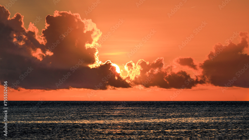 Sunset churning scenic cloudscape . Beautiful sky light,shadow view ...
