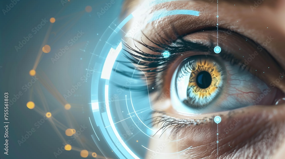 A detailed closeup of a human eye, showcasing the iris and pupil, with ...