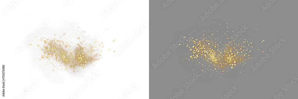 Gold blowing glitter png. Gold confetti. Glitter isolated on ...