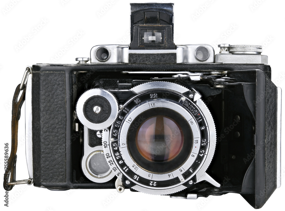 Old vintage antique camera isolated on a transparent background ...