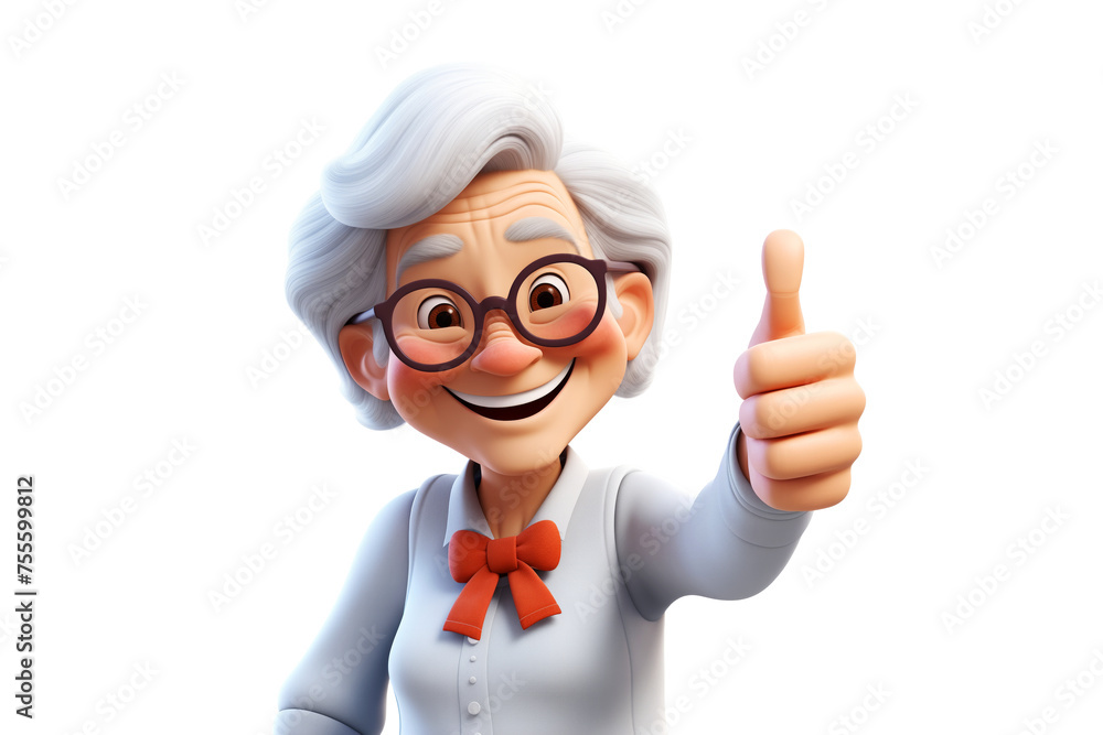 Happy smiling cartoon character old senior mature woman grandmother ...