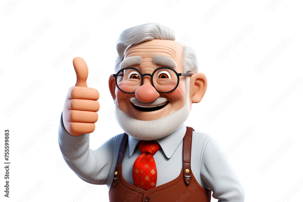 Happy smiling cartoon character old senior elder mature man grandfather ...