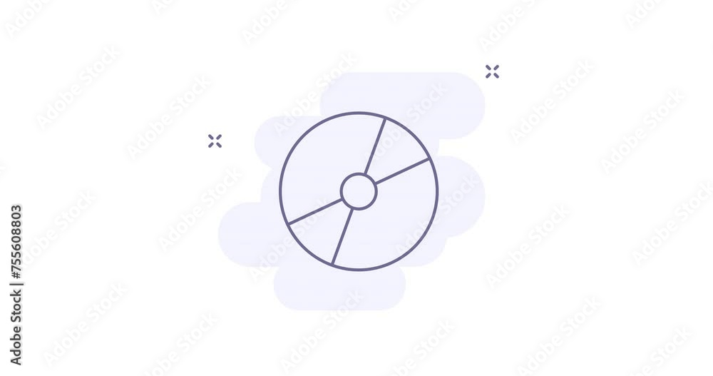 cd disc 2d animated outline icon with alpha channel. cd disc line icon ...