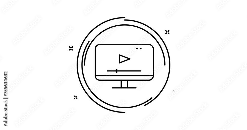 video player animated outline icon. video player rotation appearance 4k ...